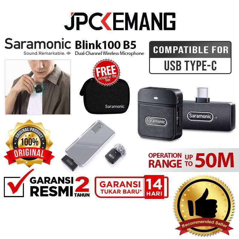 Promo Jpc Kemang Saramonic Blink 100 B5 Usb Type C Wireless Mic Blink100 B5 Tx+rxuc Garansi ...