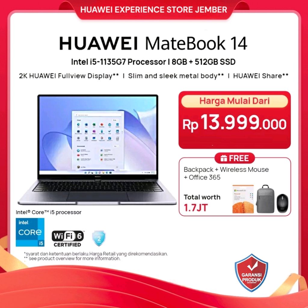 Jual HUAWEI Matebook 14 Laptop Intel Core I5 [8GB/512GB SSD] | 2K ...