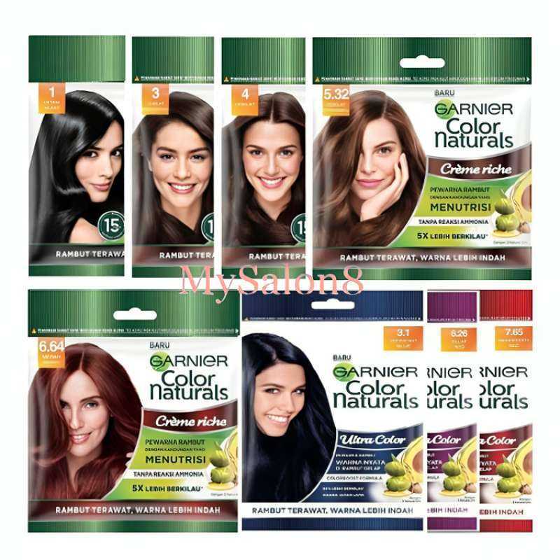 Jual Garnier Color Naturals Cat Rambut Sachet 20g - 6.64 Merah Berr Di ...