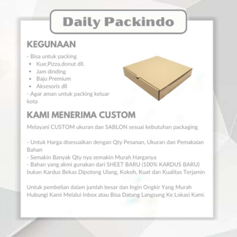 Jual [min Beli 10 Pcs] Kardus/dus/corrugated/packaging Box Pizza Diecut ...