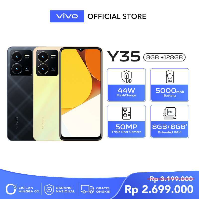 Promo Vivo Y35 (8/128) - Ram 8gb+8gb Extended, 44w Flashcharge+5000mah ...