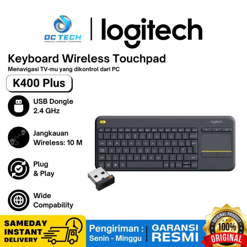 Promo Keyboard Logitech Wireless K400 Plus Keyboard Touchpad Untuk Tv