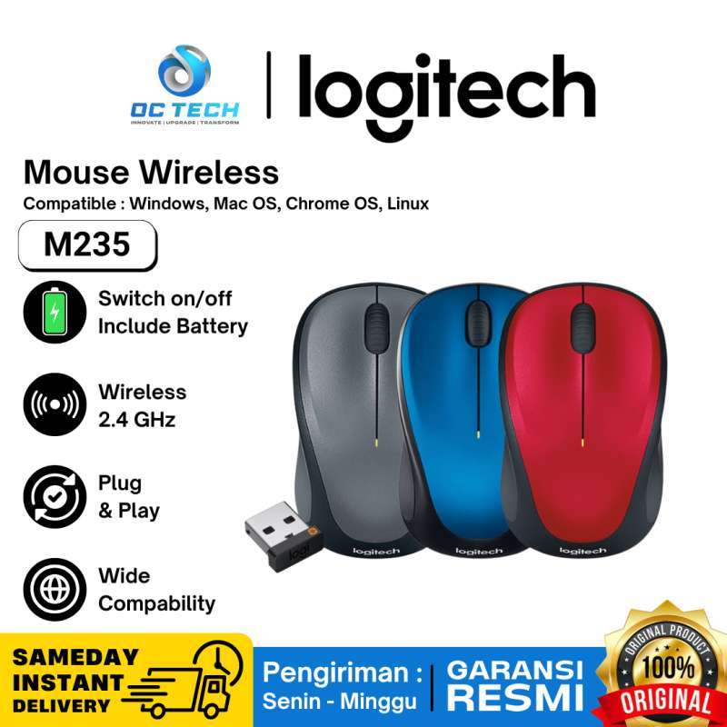 Jual Mouse Logitech Wireless M235 Mouse Wireless Usb Dongle 2.4 Ghz ...