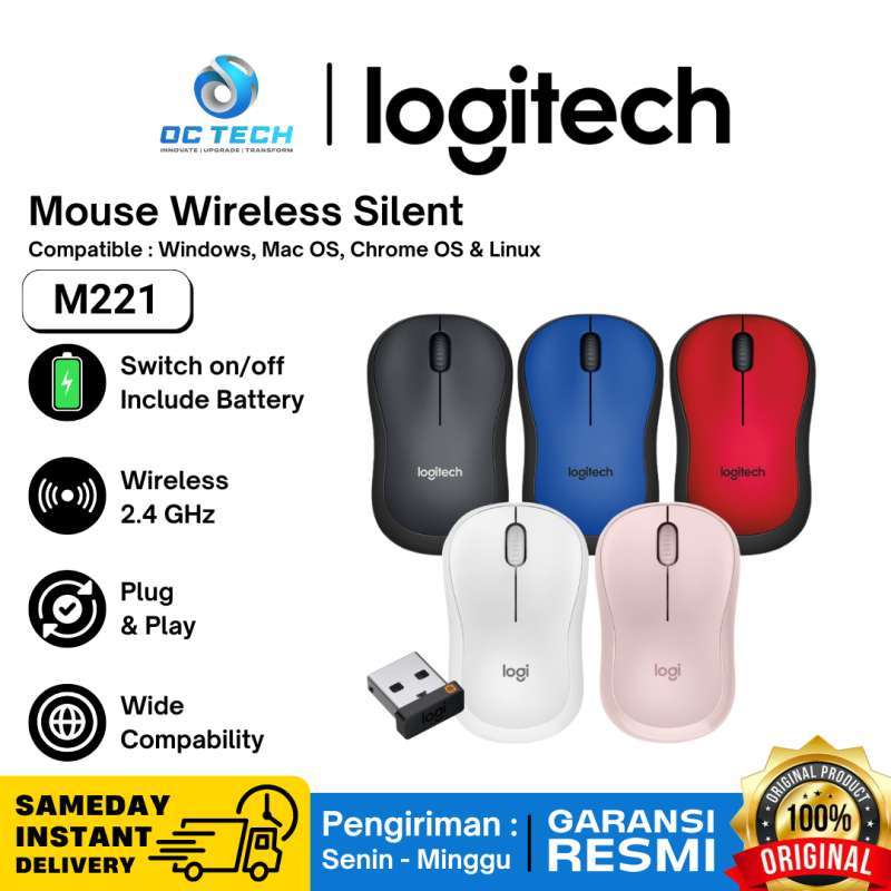 Jual Mouse Logitech Wireless M221 Silent Mouse Usb Dongle Wireless 2 ...