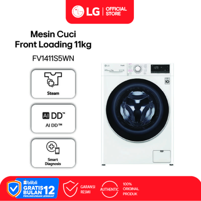 Promo Lg New Aidd Front Load Washing Machine With Steam - Fv1411s5wn ...
