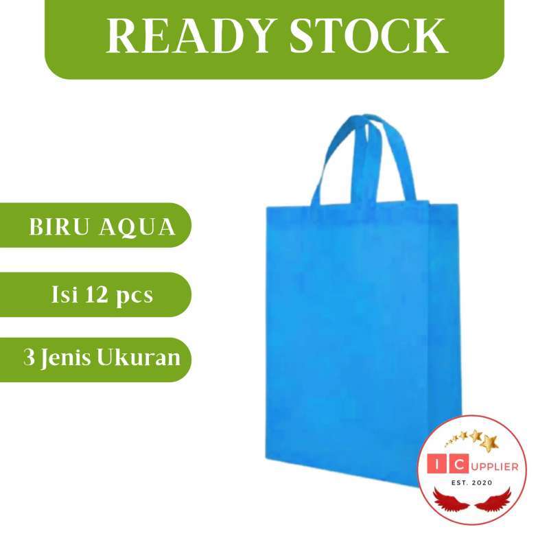 Jual [COD] TAS SPUNBOND BIRU AQUA TAS SPONBOND/ TAS PROMOSI/ TAS ...