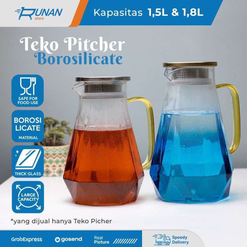 Jual Pitcher Minuman Kaca 1800ml - Teko Teh Server Pot Glass Beling 1.8L di Seller Runan Store ...