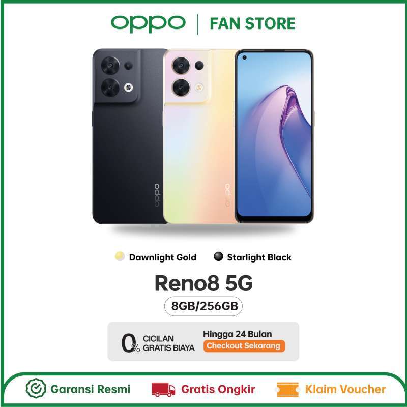 Jual Oppo Reno8 5g [8gb/256gb] Smartphone - Shimmer Gold Di Seller Oppo Fan Store Official Store ...