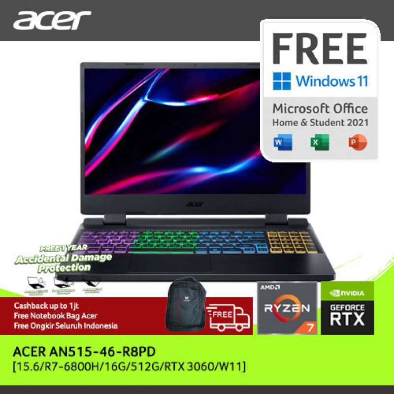 Jual Acer Laptop Gaming Nitro 5 An515-46-r8pd 15.6 Fhd 165hz Amd Ryzen ...