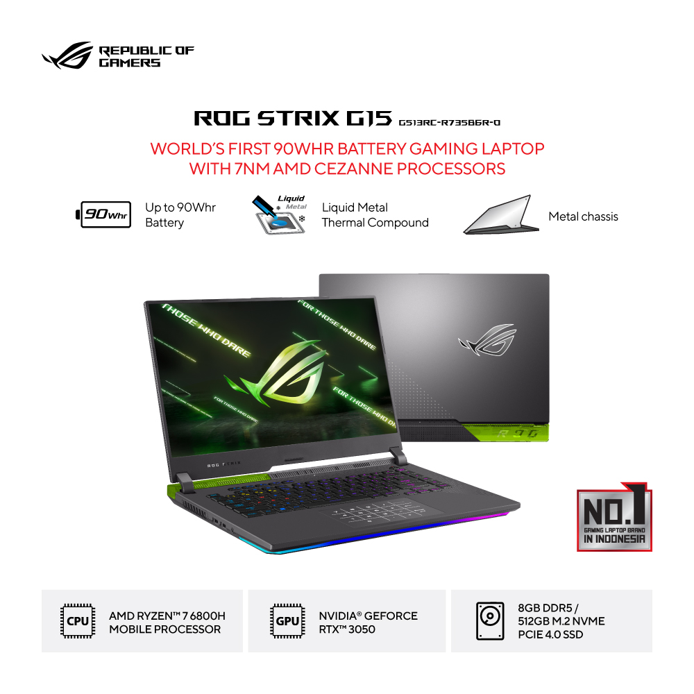 Promo ASUS ROG STRIX - G G513RC-R735B7G-O RYZEN 7 6800H 16GB 512GB PCIe ...
