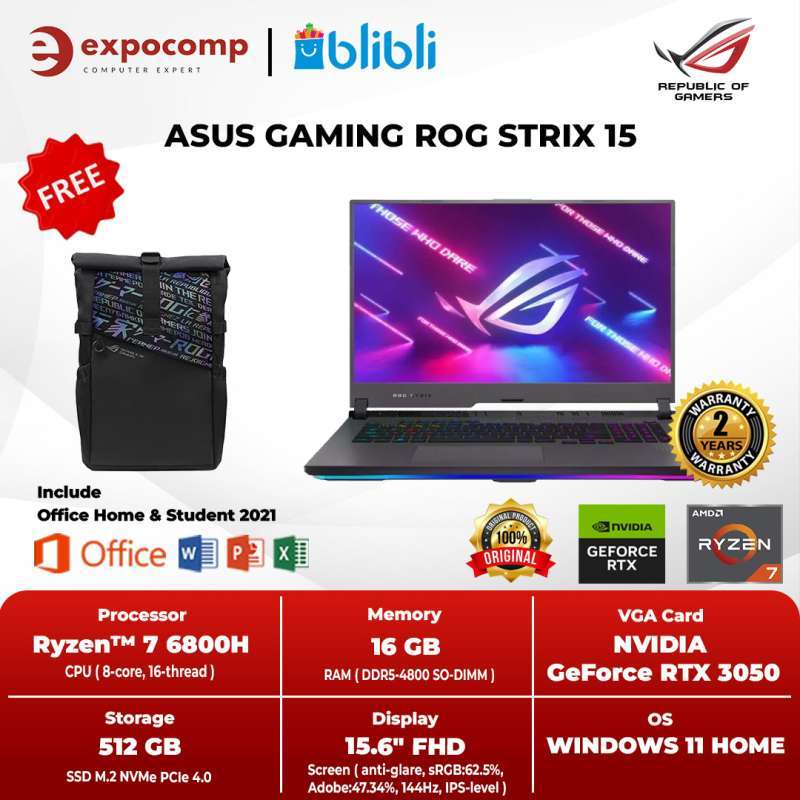 Jual ASUS GAMING ROG STRIX 15 G513RC-R735B7G-O GREY AMD RYZEN 7-6800H ...