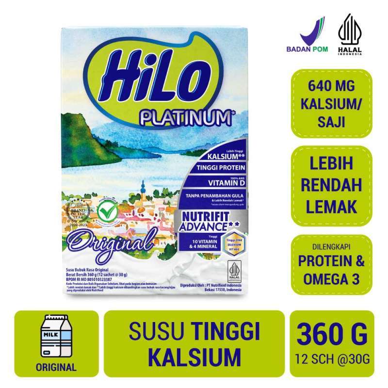 Promo Hilo Platinum Original 360g (12 Sachet) - Susu Tinggi Kalsium Lebih Rendah Lemak Diskon 9% ...