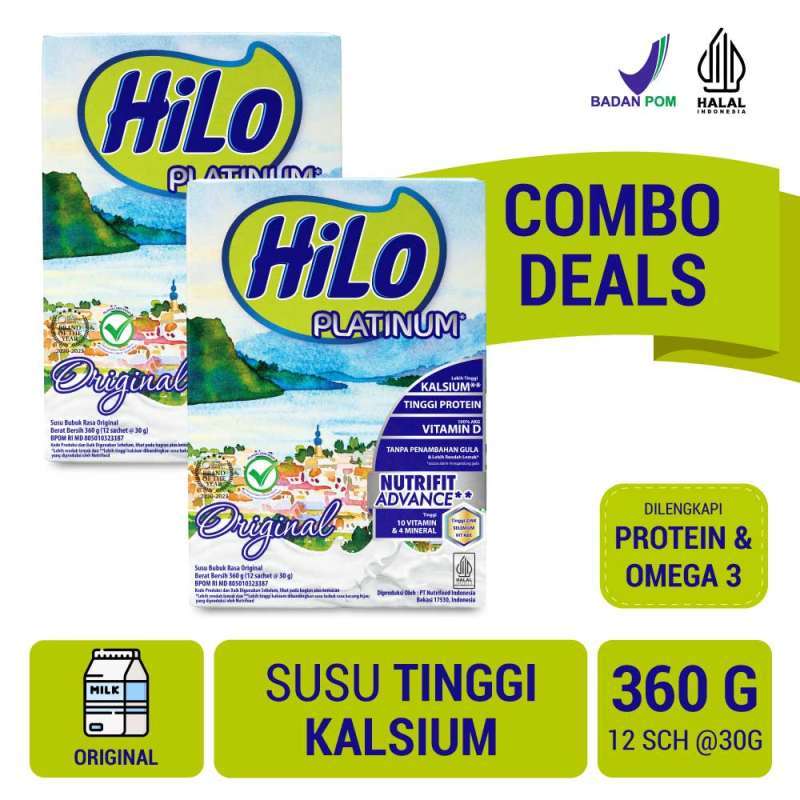 Promo Twin Pack - HiLo Platinum Original 360g (12 Sachet) - Susu Tinggi Kalsium Lebih Rendah ...