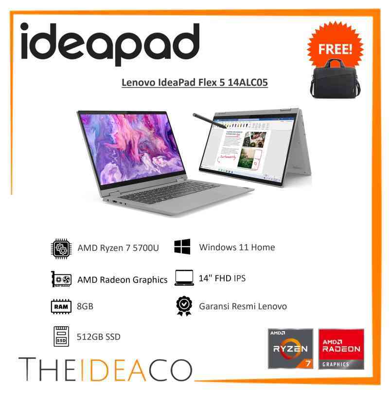 Jual Lenovo Ideapad Flex 5 Jnid Ryzen 7 5700u 8gb 512gb Ssd Touch Pen ...