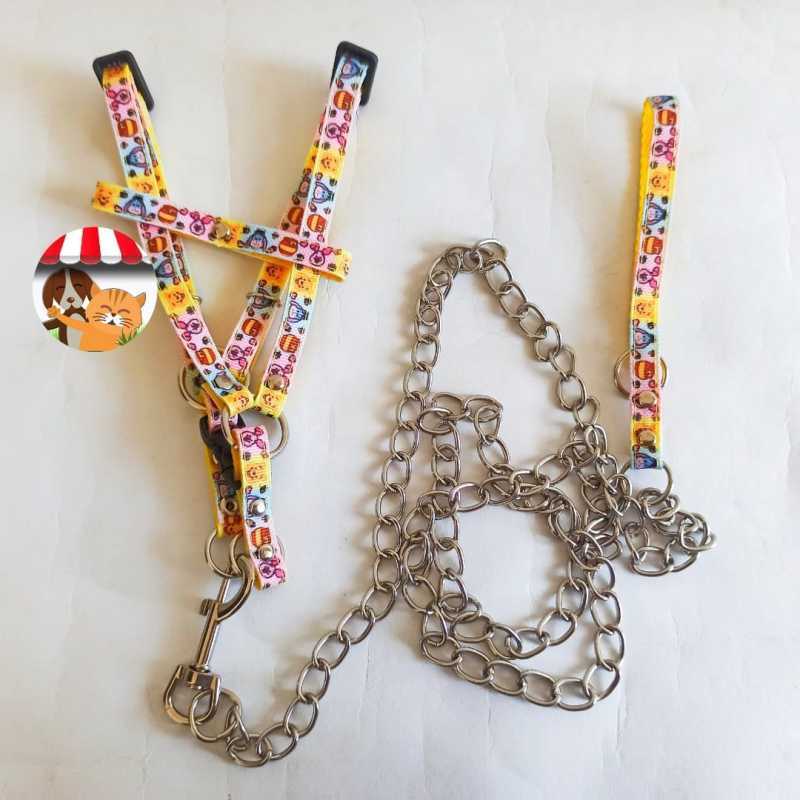Jual Tali Tuntun Harness Rantai Anjing Kucing Leash Harness Motif di ...