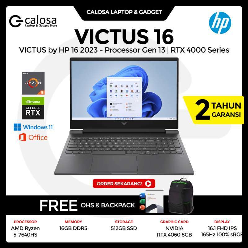 Promo HP Victus 16 2023 Intel i7-13700HX RAM 16GB SSD 1TB Windows 11 OHS RTX 4060 - d1095TX ...