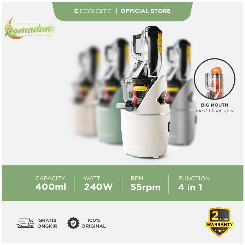 Promo Ecohome Slow Juicer Big Mouth ESJ-999BM Cold Pressed for Fruit 55 ...