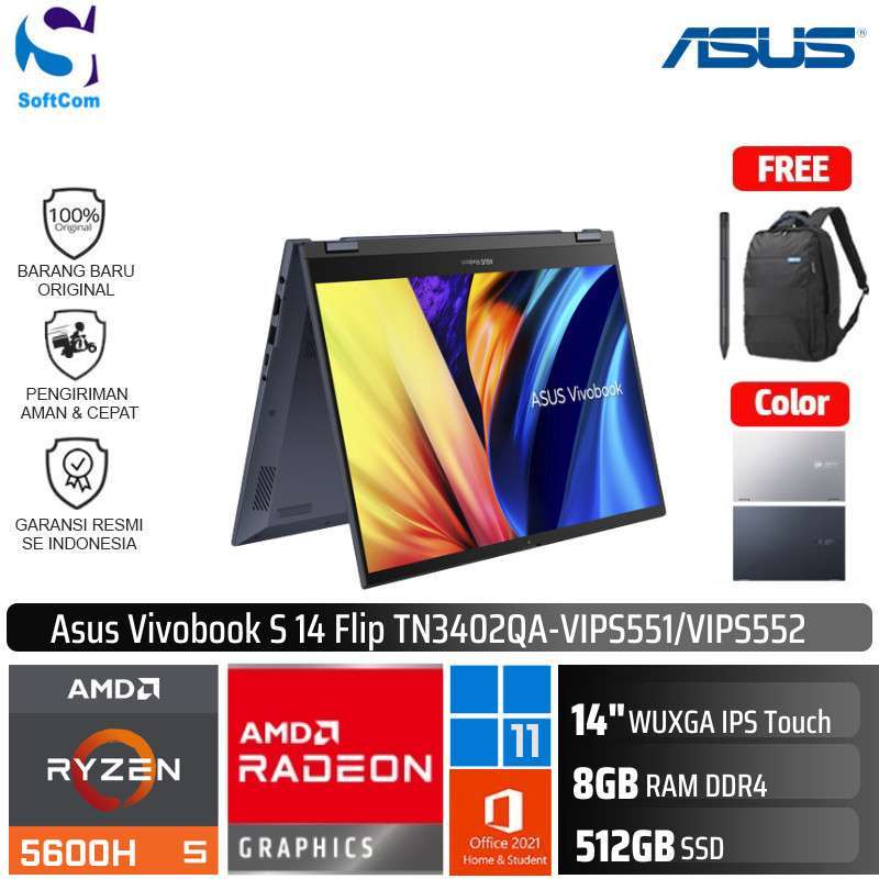 Promo Asus Vivobook S14 Flip Tn3402qa Vips551 Vips552 Laptop 2 In 1 ...