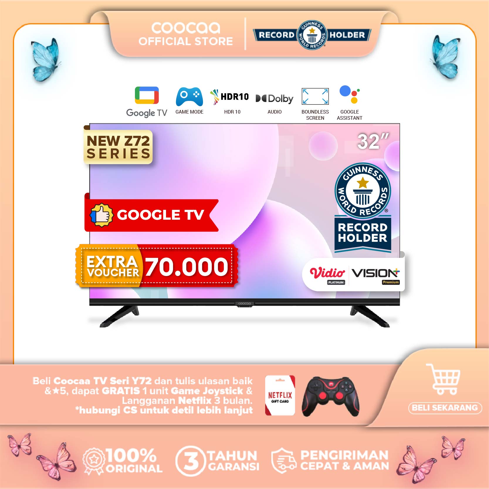 Promo [Google TV] COOCAA 32 Inch Smart TV - Netflix & Youtube - Google ...