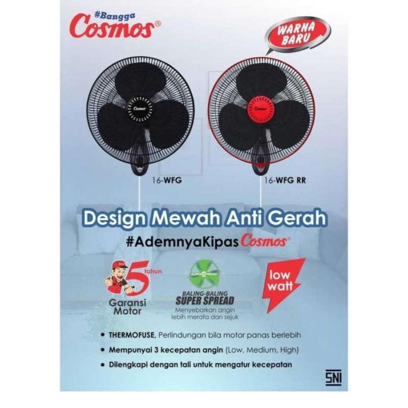 Promo Cosmos Wall Fan - 16-wfg - Red, Rr Diskon 13% Di Seller Cv. Sami ...