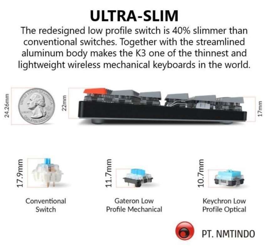 Jual FREE POUCH + Keychron K3 RGB Backlight Low Profile Gateron Switch ...