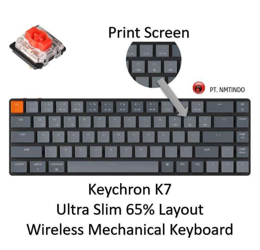 Jual Keychron K7 65% Layout Hot-swappable RGB Backlight GATERON Switch ...