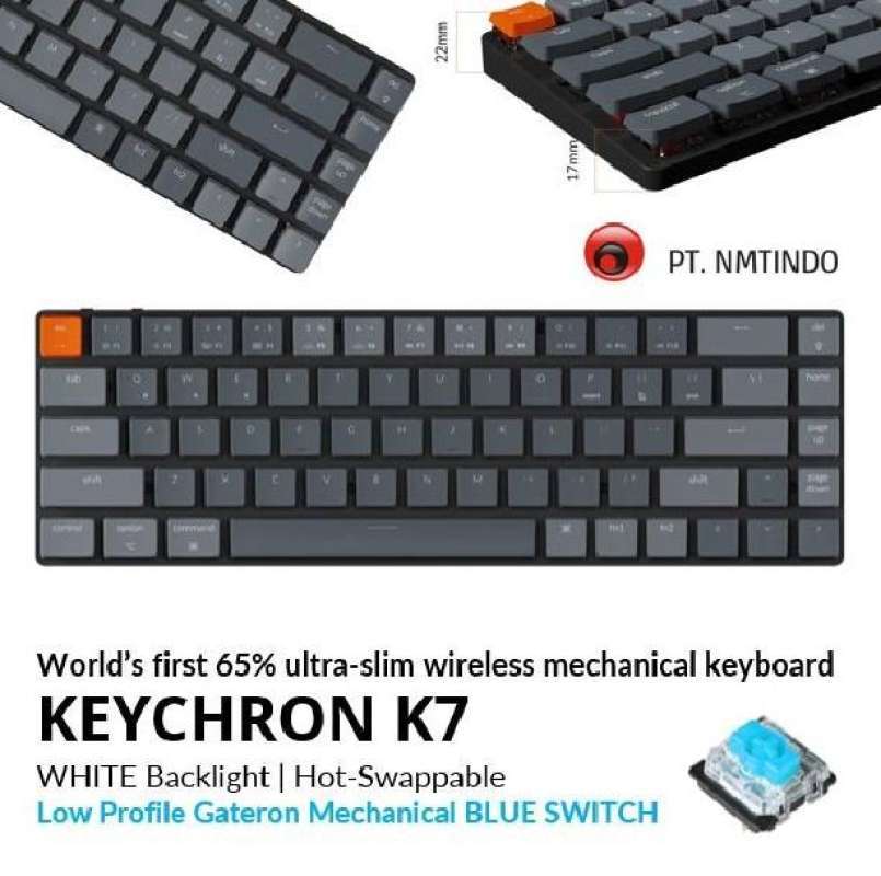 Jual Keychron K7 65% Layout Hot-swappable WHITE Backlight GATERON ...