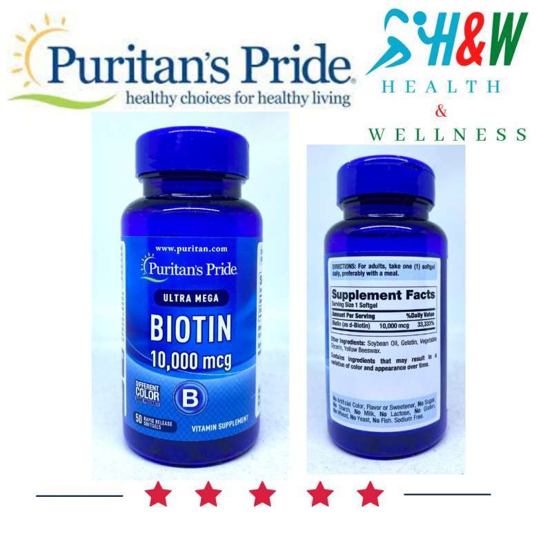 Jual Suplemen Vitamin Puritan Biotin 10,000 Mcg Isi 50 Softgels Untuk ...