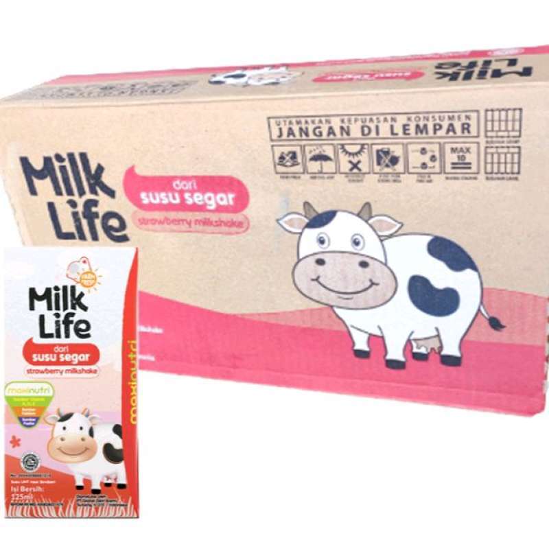 Promo Milk Life Susu UHT Strawberry Milkshake 40 x 115 ml (1 Dus / 1 ...