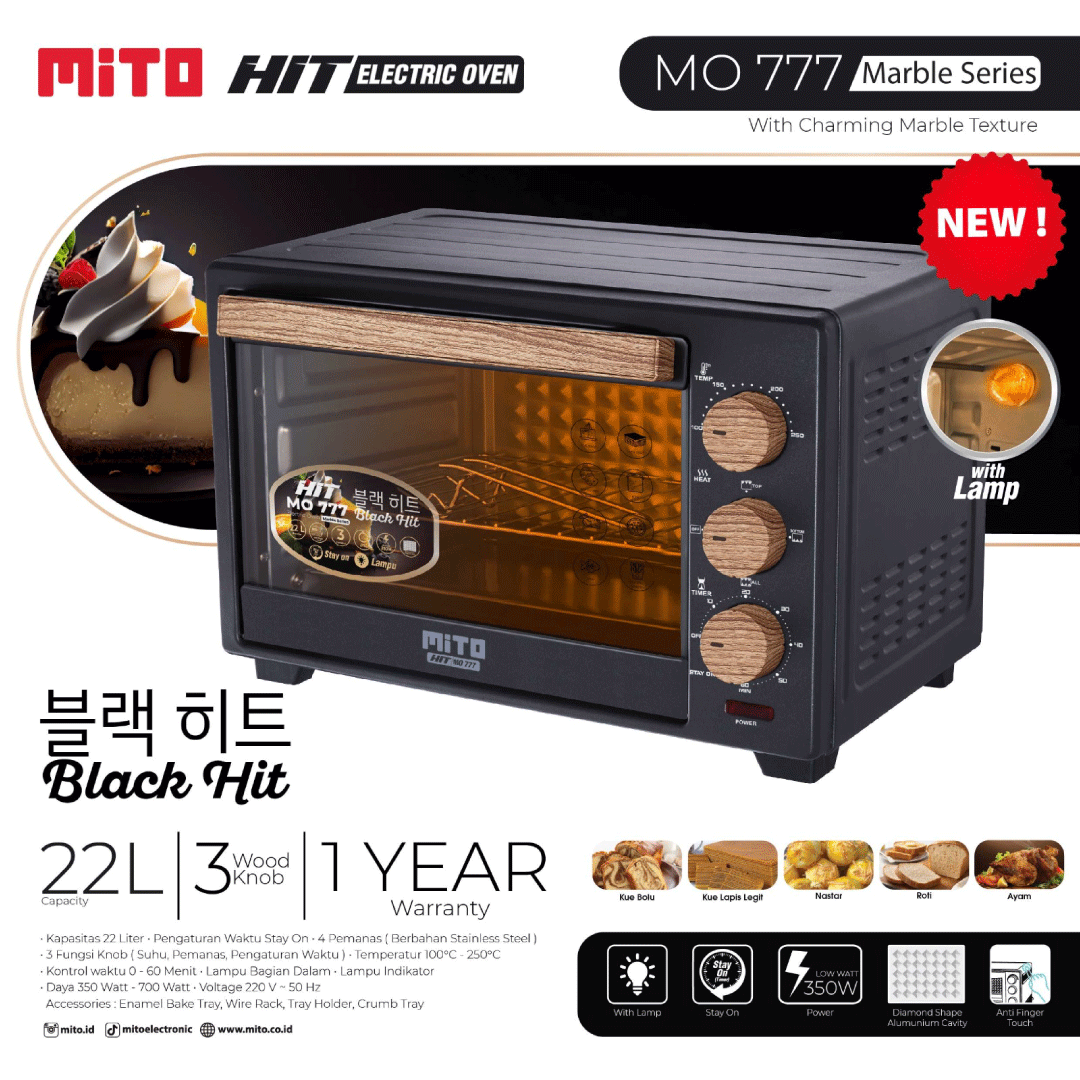 Jual Mito Oven Listrik Hit Wood Series Mo-777 22l Pemanggang Kue ...