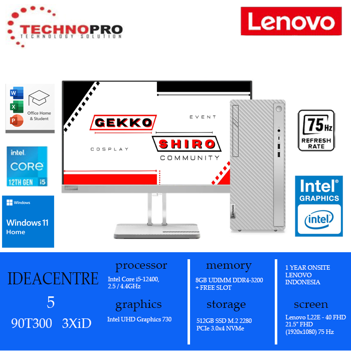 Promo Lenovo IdeaCentre 5 14IAB7 3XID || Intel Core i5-12400 8GB 512GB SSD Intel UHD Windows 11 ...