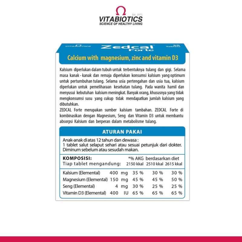 Promo Vitabiotics Zedcal Forte 30 Tablet - Menjaga Kesehatan Tulang ...