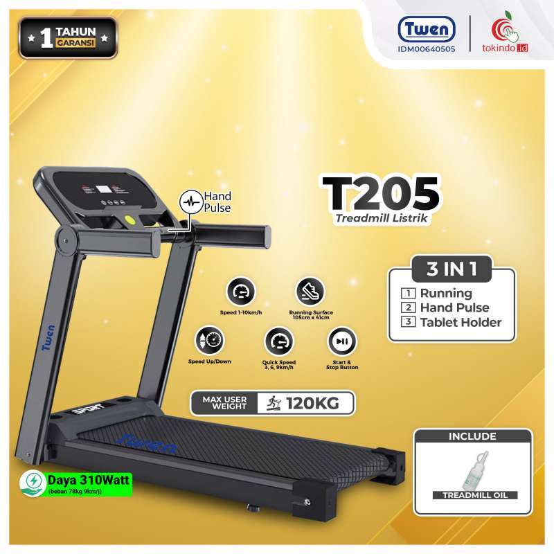 Promo Twen T205 Treadmill Elektrik Motorized Treadmill Listrik Treadmil ...