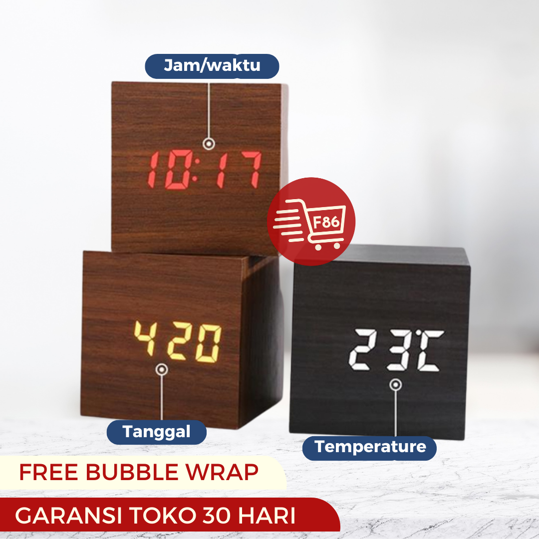 Promo Jam Digital Kayu Meja Led/ LED Wooden Small Table Clock Desk ...