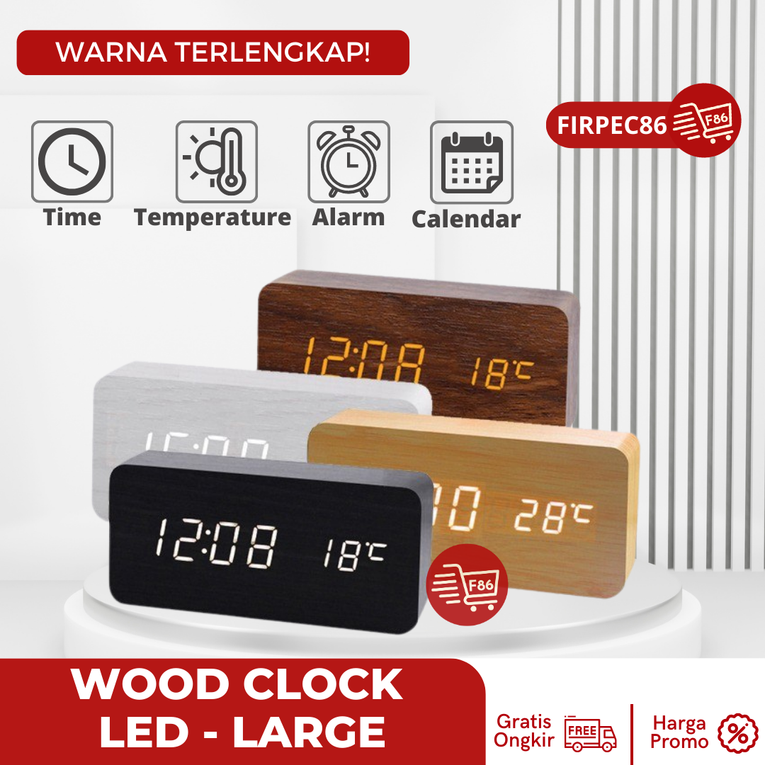 Promo Jam Meja Weker Alarm Kayu Digital Voice Control / JAM KAYU ...