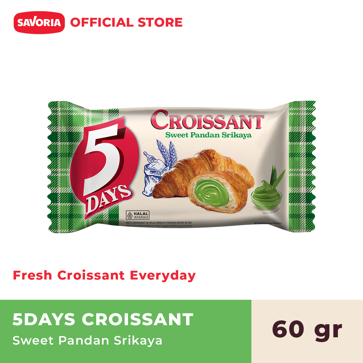 Promo 5 Days Croissant Pandan Srikaya 60 G Diskon 27% Di Seller Savoria Snack Official Store ...