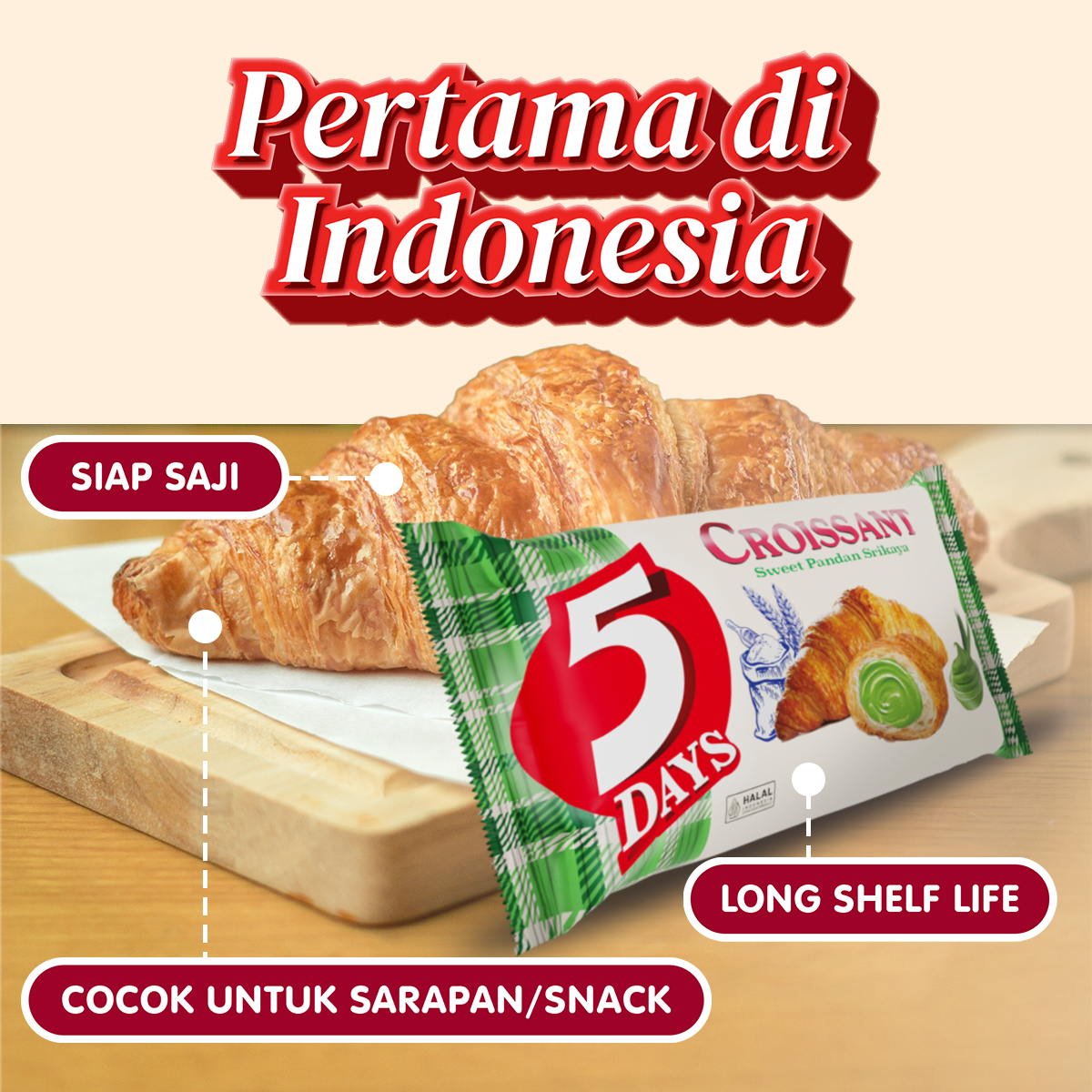 Promo 5 Days Croissant Pandan Srikaya 60 G Diskon 27% Di Seller Savoria ...