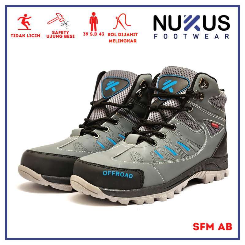 Promo Sepatu Safety High Boots Pria Sepatu Ujung Besi Abu - SFM AB ...