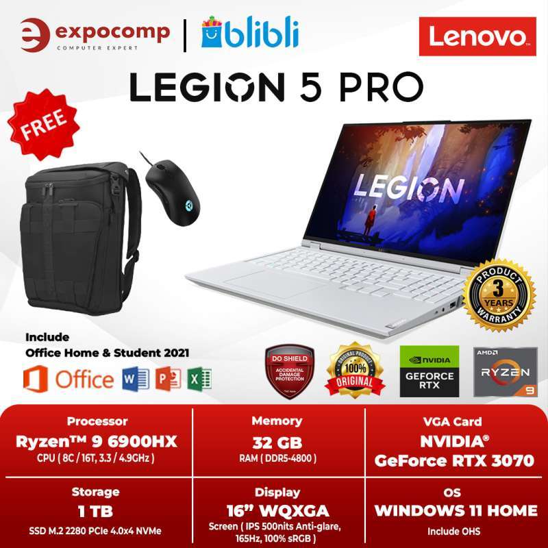 Jual LENOVO GAMING LEGION 5 PRO 16ARH7H 7QID RYZEN 9 6900HX 32GB 1TB ...