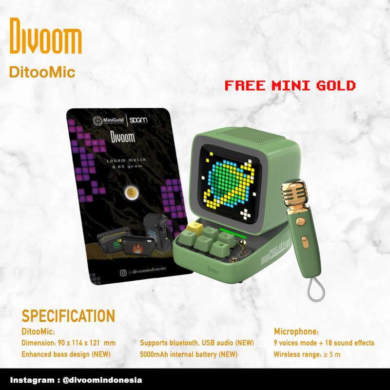 Promo Divoom DitooMic Pixel Art Karaoke Speaker - BLue Diskon 25% di ...