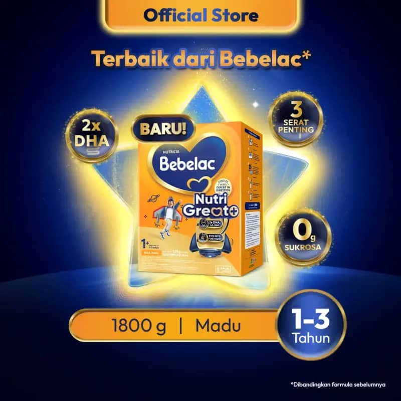 Promo [baru] Bebelac 1+ (1-3 Tahun) Madu 1800 Gr Susu Pertumbuhan Bubuk ...