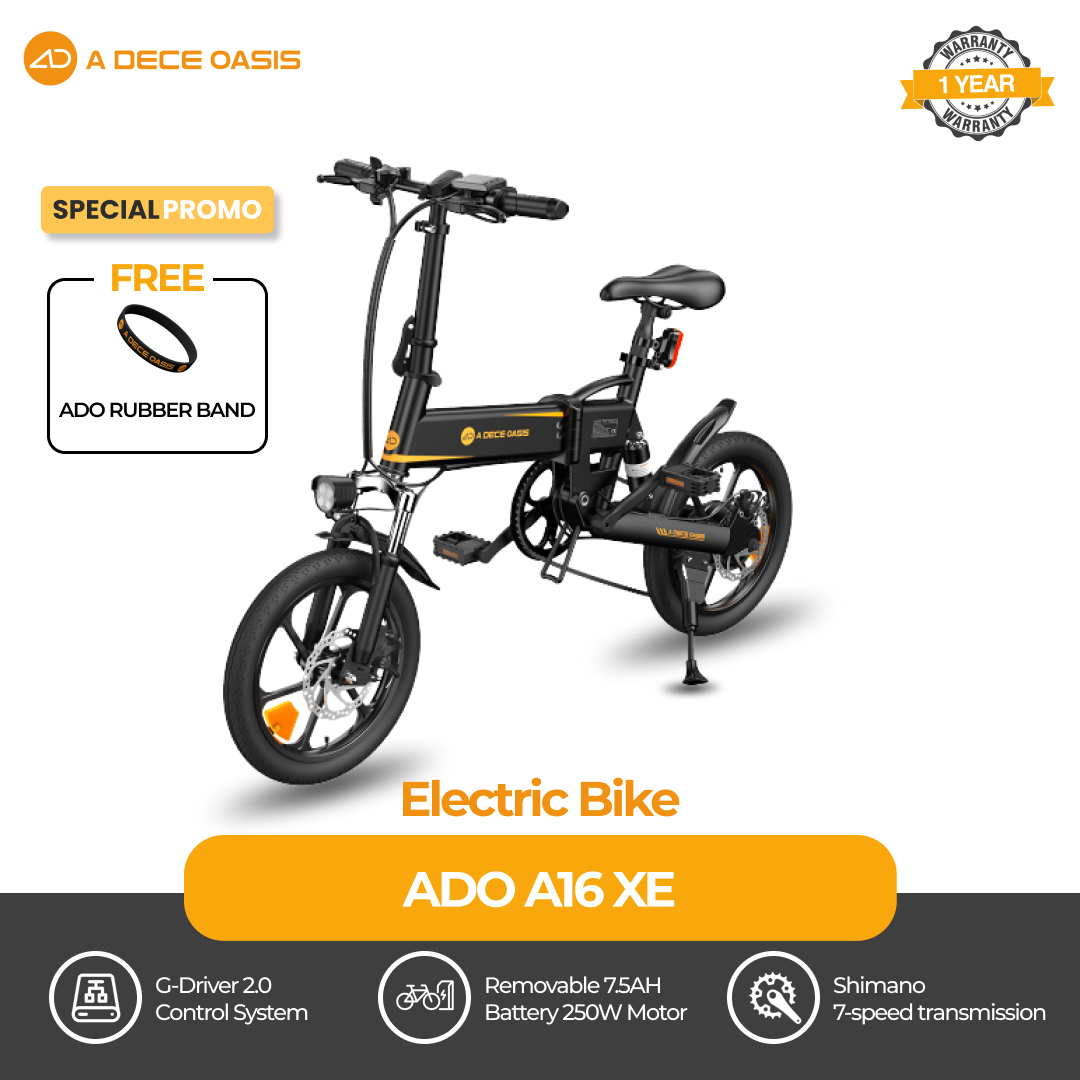 Jual ADO A16 XE Black Ebike-16 Inch Folding Electric Mountain Bike di Seller ADO EBIKE Official ...