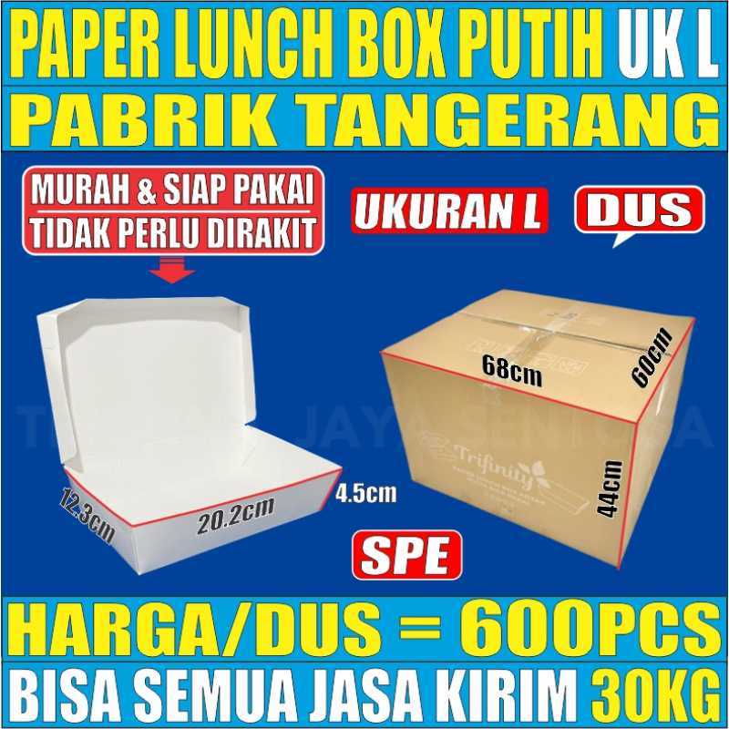 Jual Paper Lunch Box Putih Uk L Per Dus Food Tray Kotak Makan Kertas ...