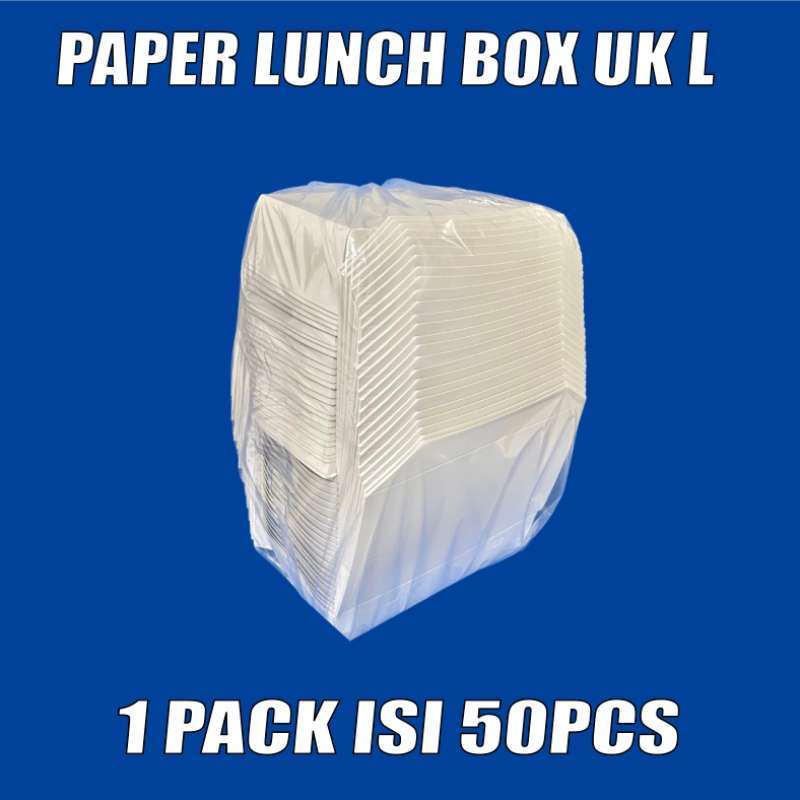 Jual Paper Lunch Box Putih Uk L Per Dus Food Tray Kotak Makan Kertas ...
