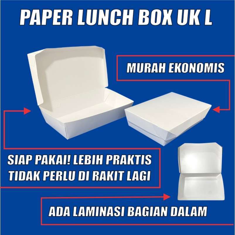 Jual Paper Lunch Box Putih Uk L Per Dus Food Tray Kotak Makan Kertas ...