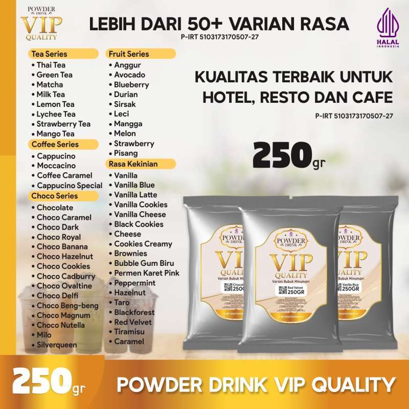 Jual Bubuk Minuman Kualitas VIP 250 Gram Bubuk Minuman Kelas VIP Aneka Rasa Kekinian Boba Drink ...