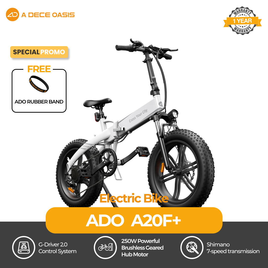 Jual ADO A20F+ White Ebike-20 Inch Fat Tire Folding Electric Bike di ...
