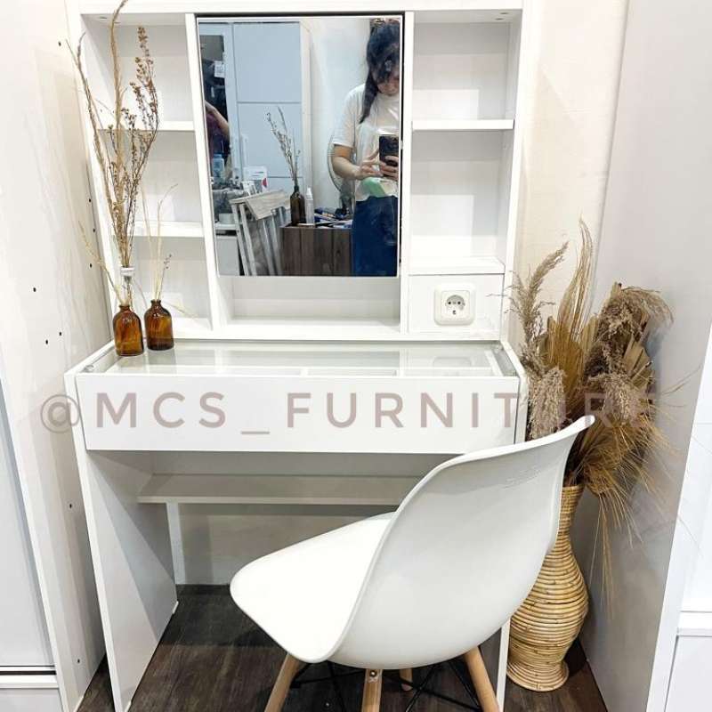 Promo Meja Rias Laci Kaca + Kursi Minimalis Mebel Furniture Mcs ...