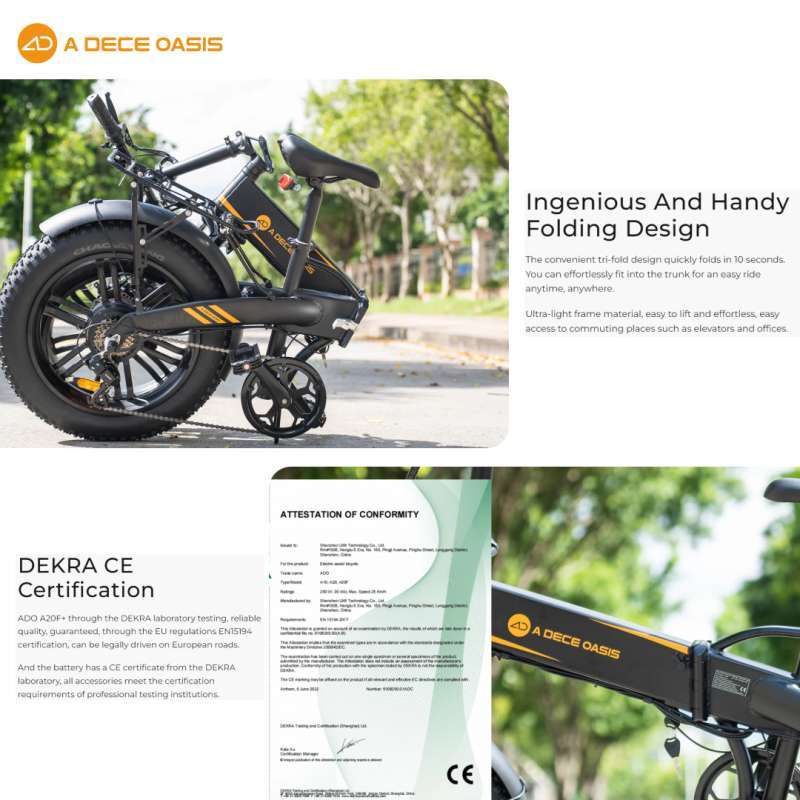 Jual Ado A20f+ Black Ebike-20 Inch Fat Tire Folding Electric Bike Di ...