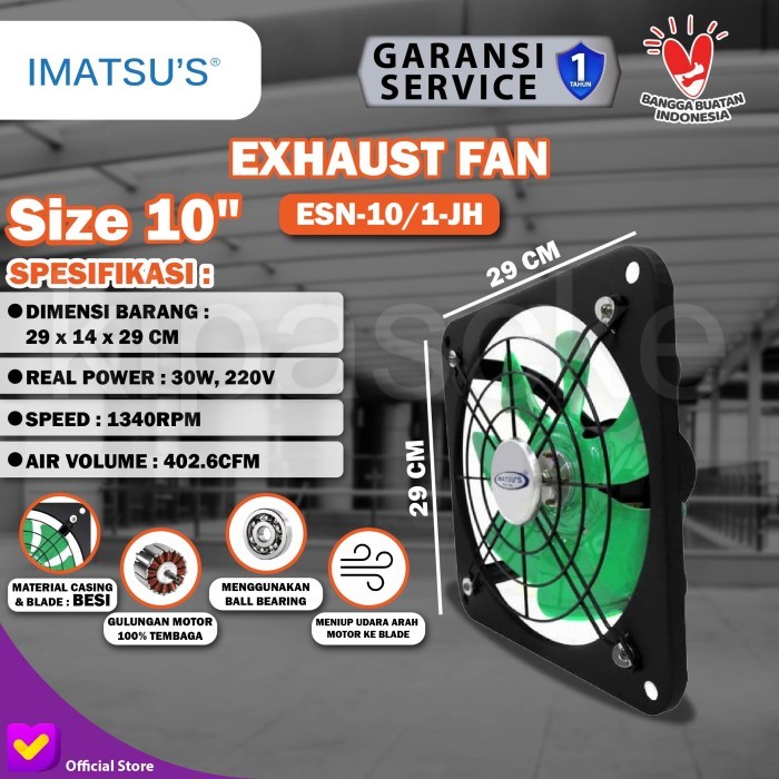 Jual Exhaust Fan Imatsu Esn-10/1-jh Exhaust Fan [10 Inch] Exhaust Rumah ...